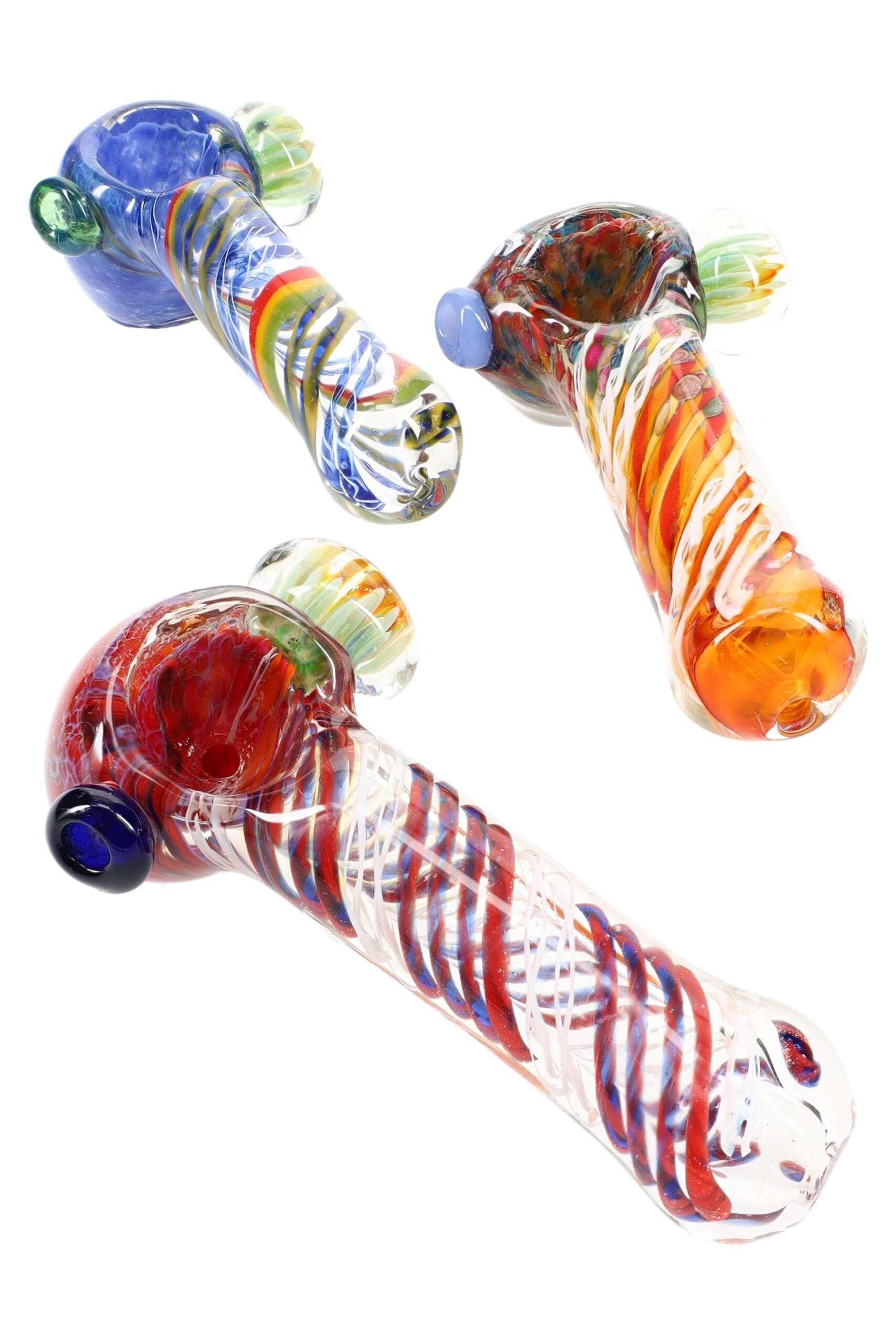 Silver Fumed Frit Glass Hammer Pipe “Petal Puncher” – 4½″ – Assorted ...